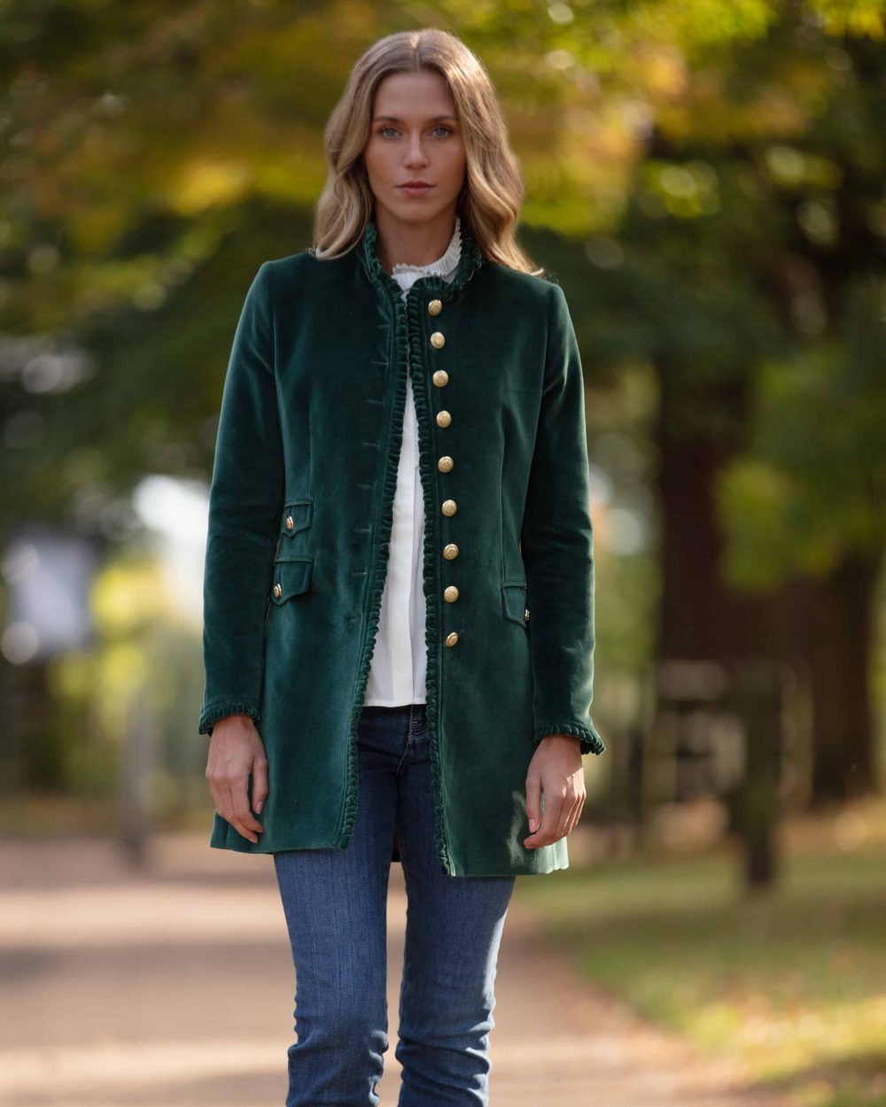 Beatriz Green Velvet Coat - Laurie & Jules